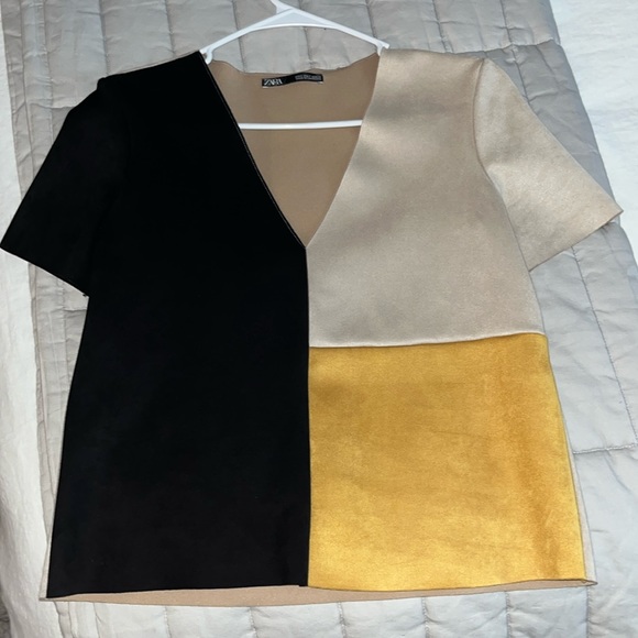Zara | Tops | Zara Work Blouse Suede Texture | Poshmark